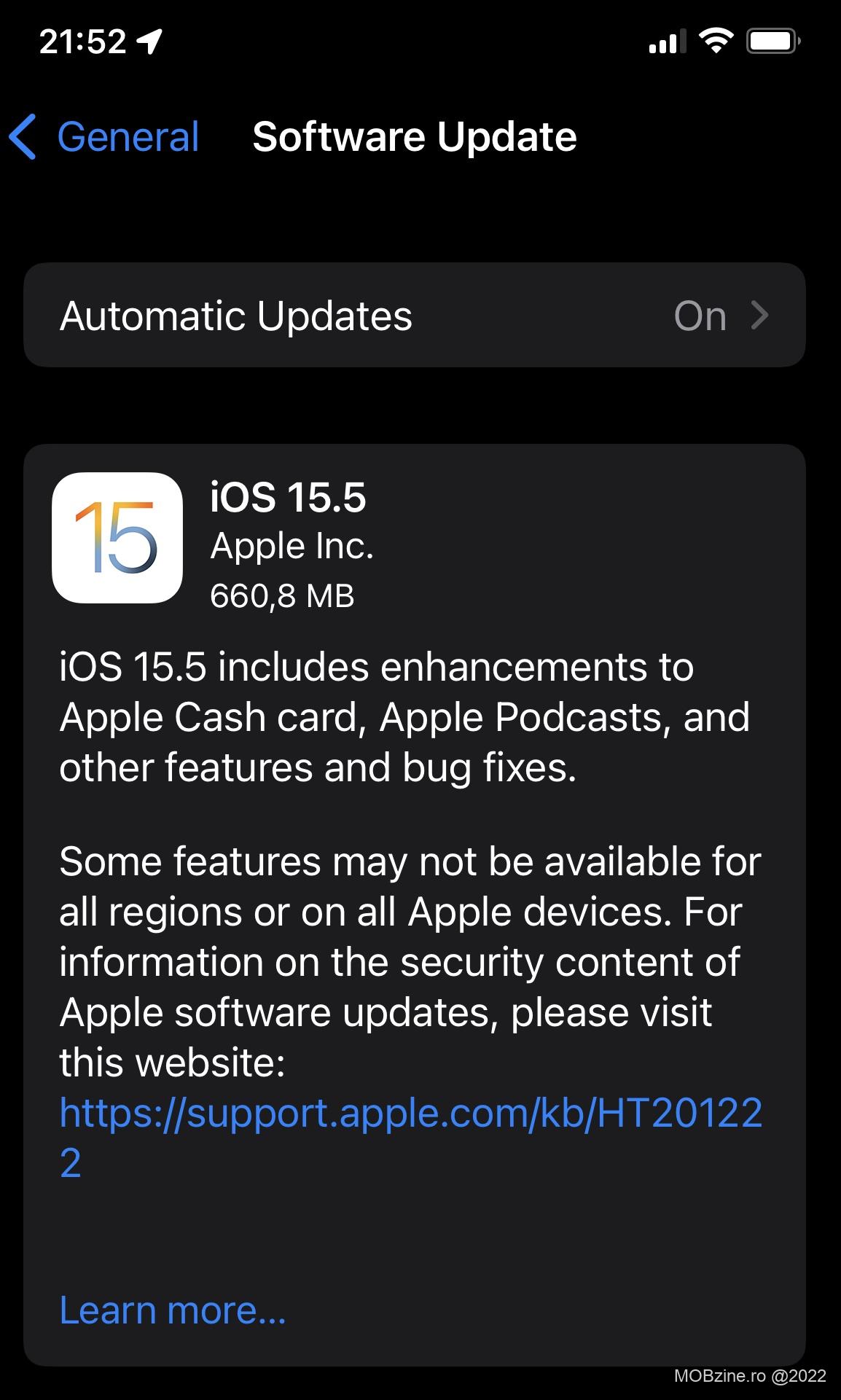 iOS 15.5 e lansat oficial cu o gramada de patch-uri de securitate si ...