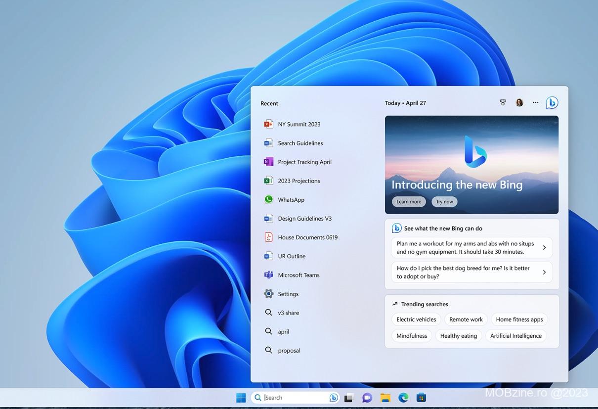 Windows 11 primeste actualizarea februarie 2023 cu Bing Chat in Taskbar ...