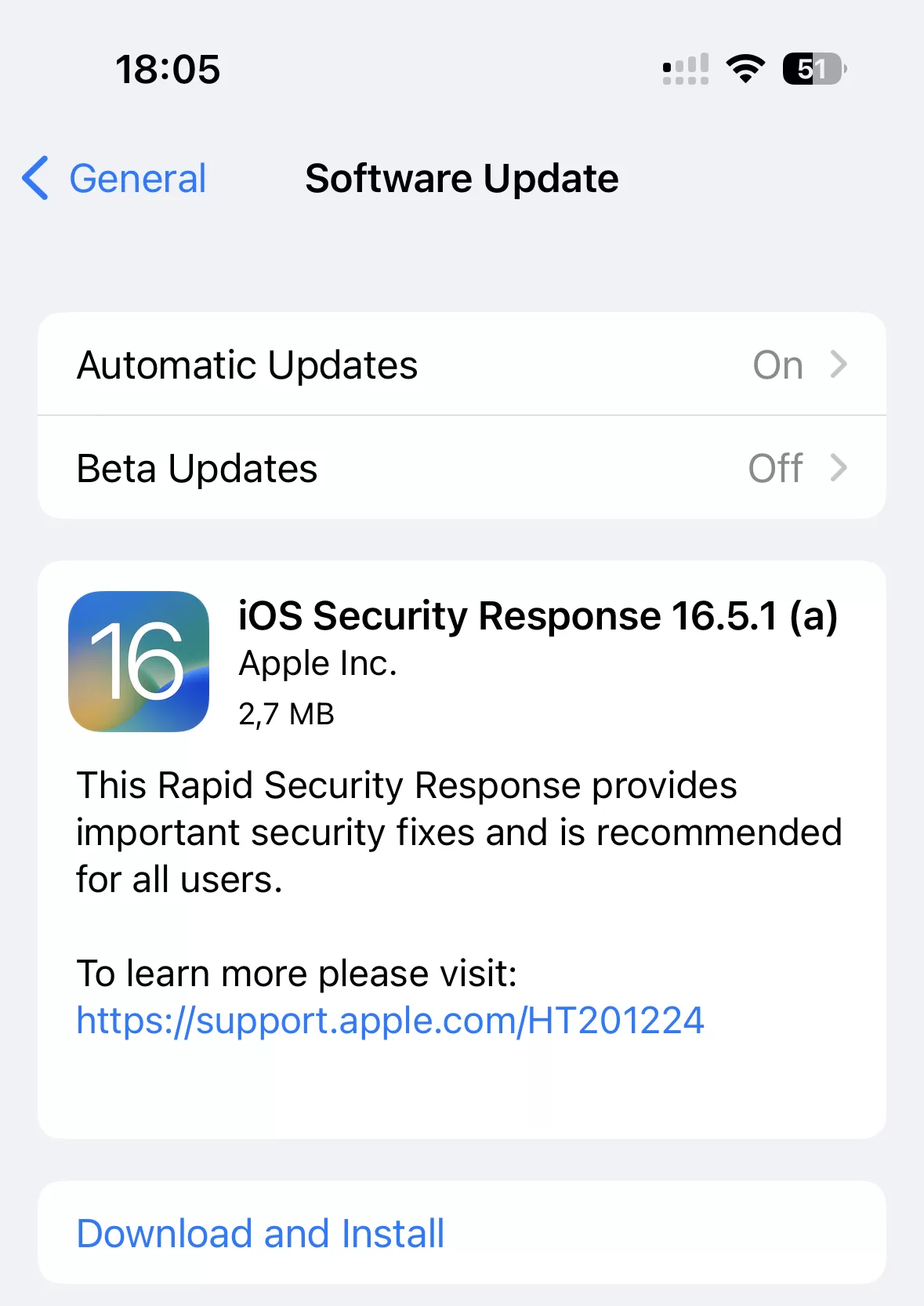 Apple lanseaza patch-ul de securitate iOS 16.5.1 (a)