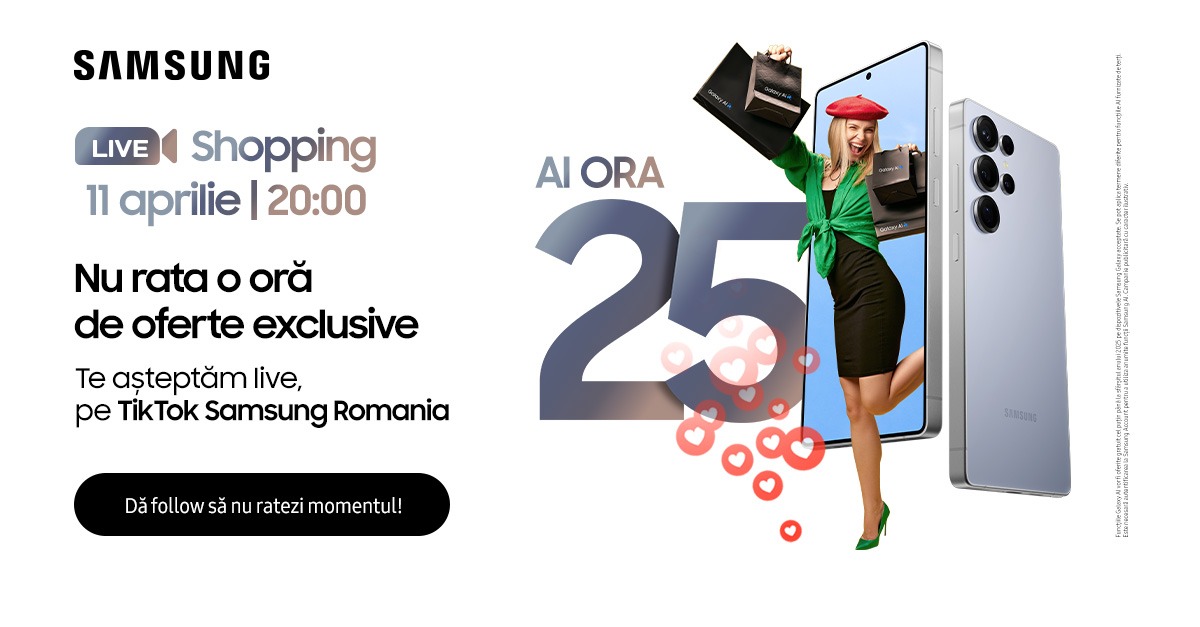 Live Shopping AI Ora 25 - oferte speciale Samsung pe TikTok